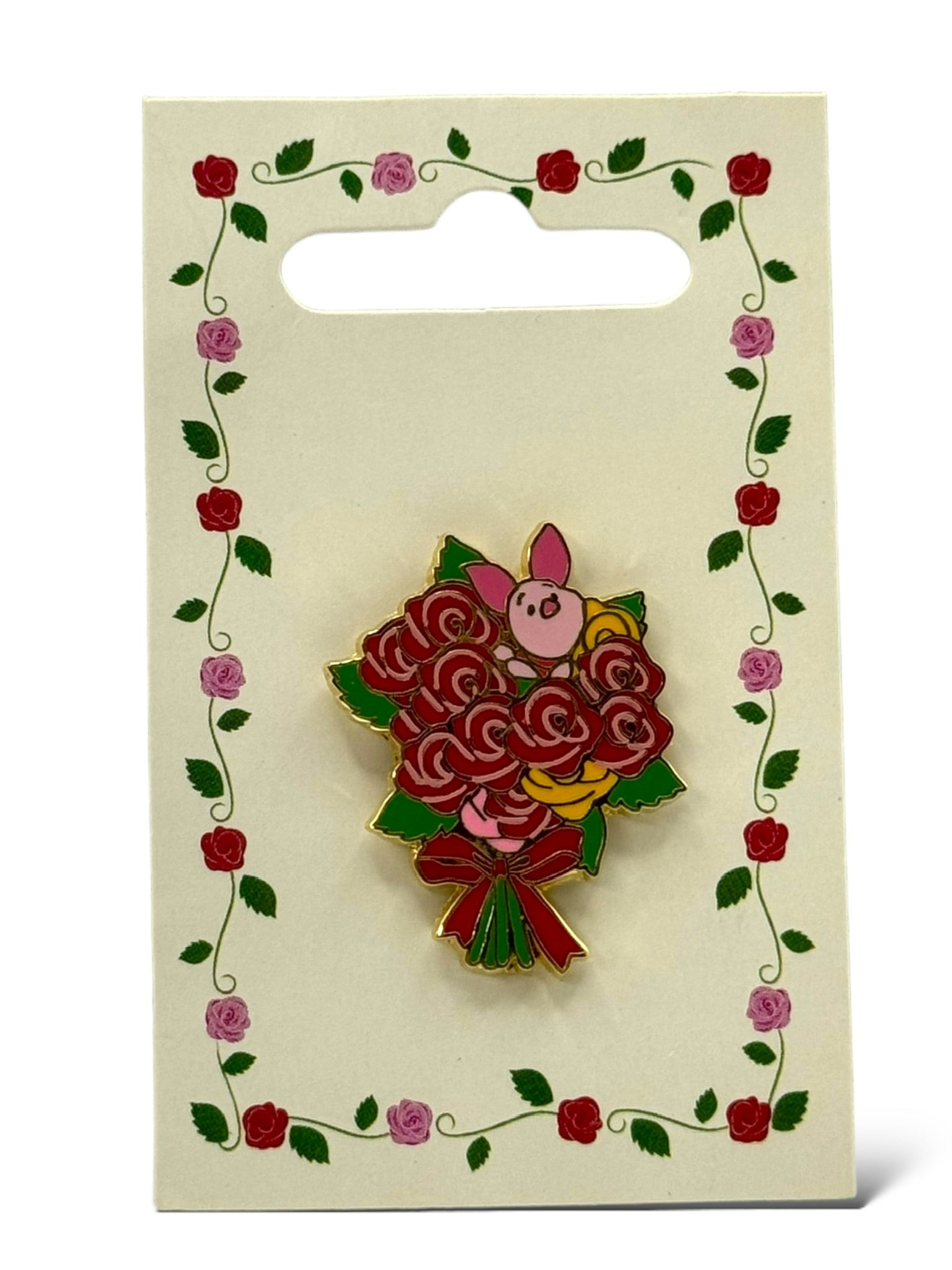 JDS Winnie The Pooh and Piglet Flowers Piglet Rose Bouquet Pin