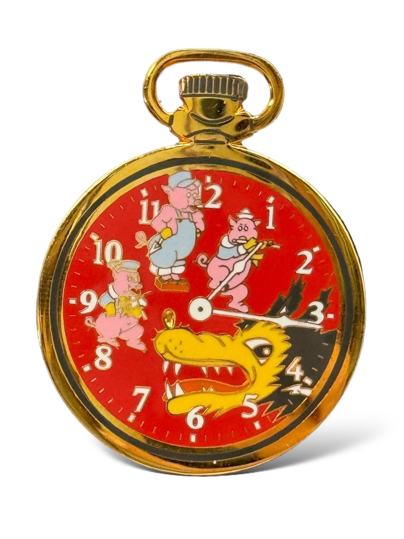 Disney Auctions Watch Big Bad Wolf and Three Little Pigs Pocket Watch