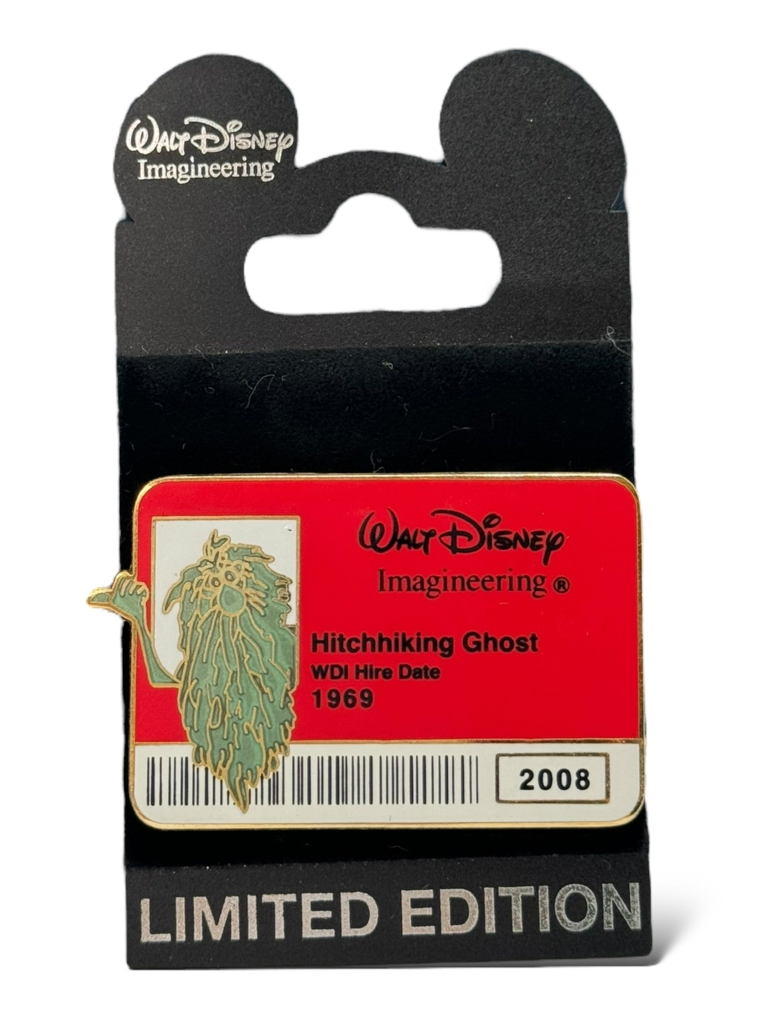WDI Identification Badge Hitchhiking Ghost Gus Red Card Pin