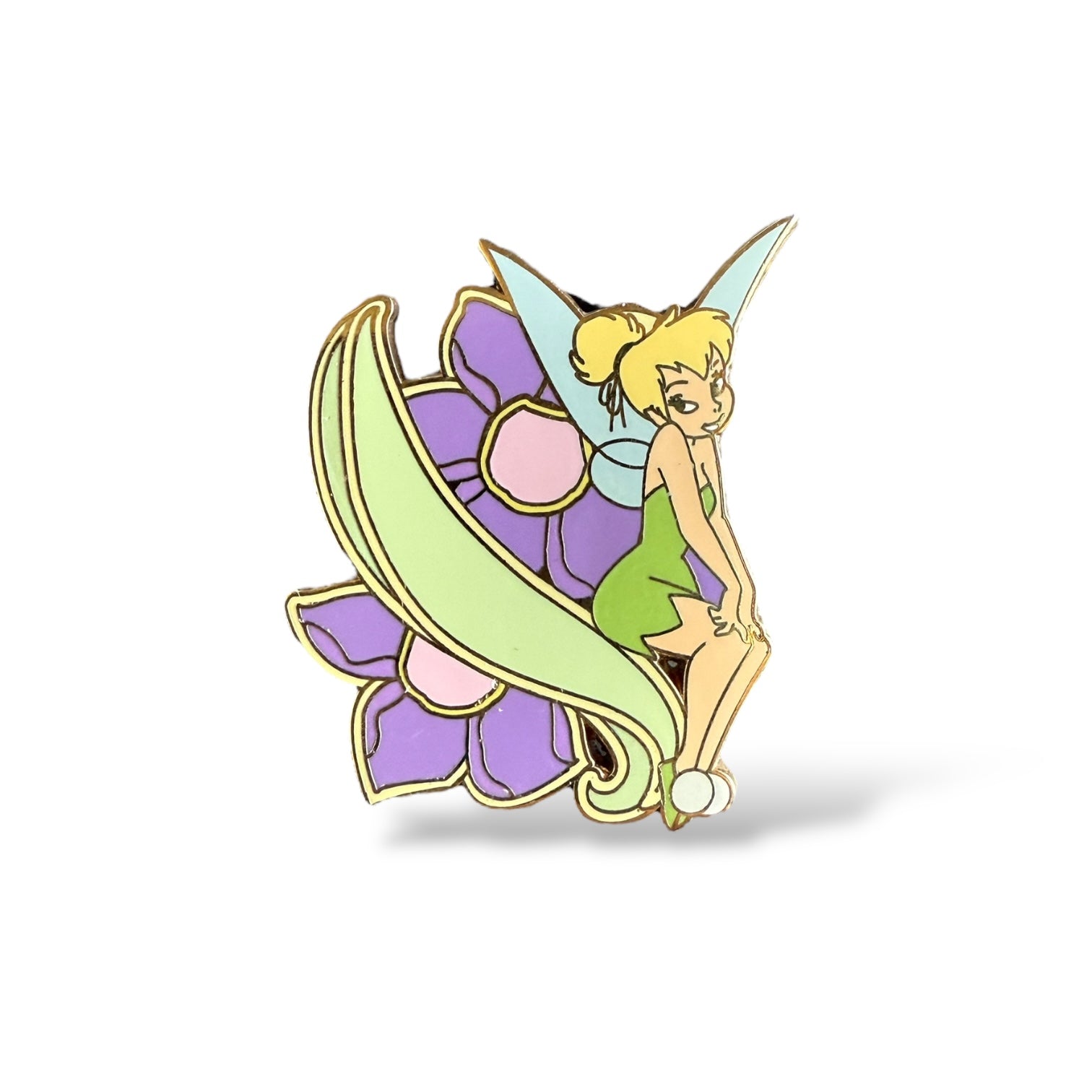 Disney Parks Tinker Bell Booster Collection Sitting on Flower Pin