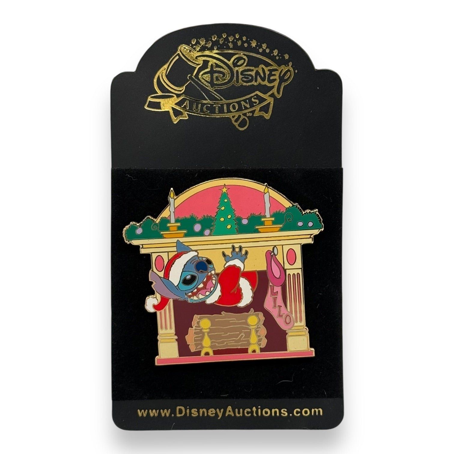 Disney Auctions Christmas Fireplace Stitch Pin