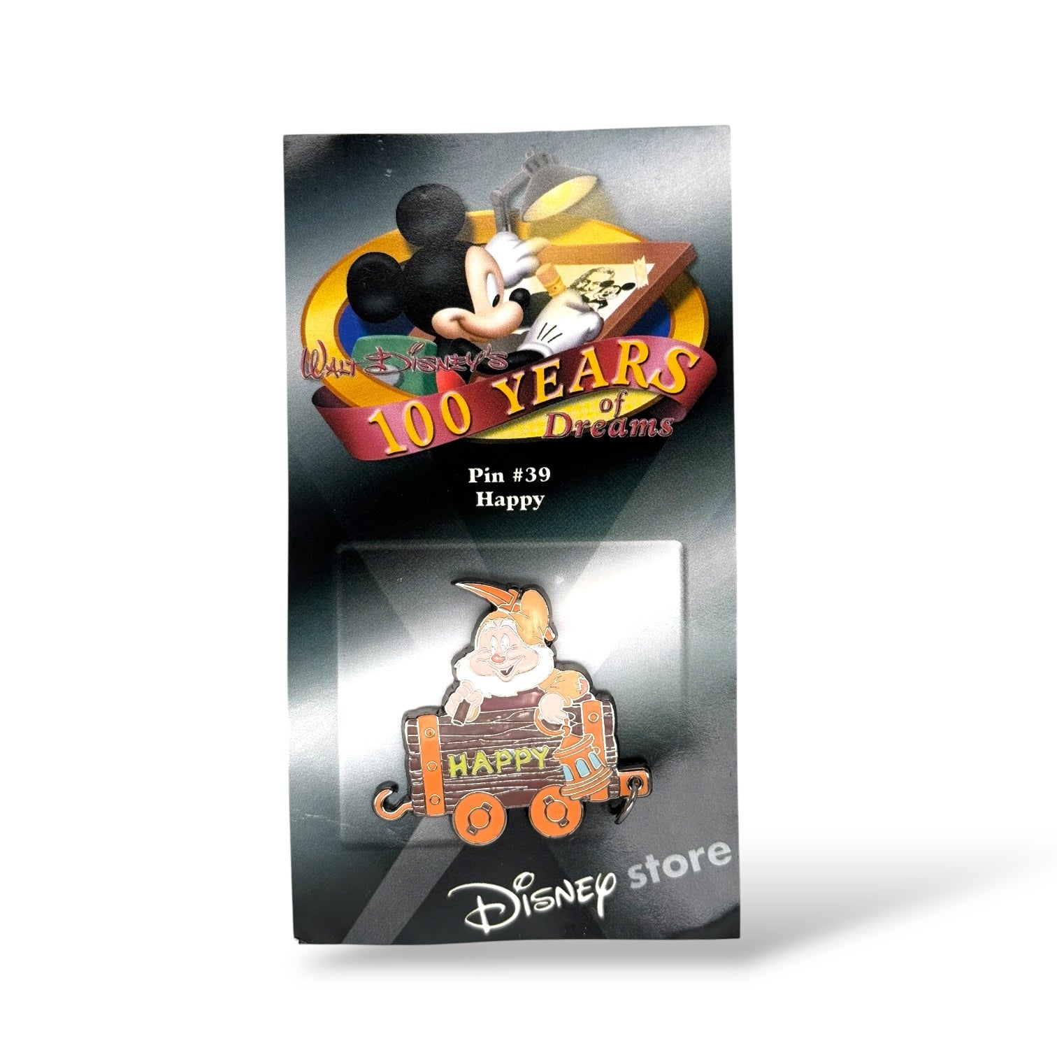 Disney Store 100 Years of Dreams Seven Dwarfs Mine Cart Happy Pin