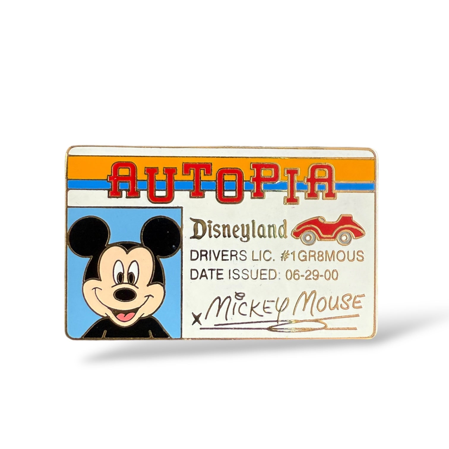 DLR Autopia Driver's License Mickey Pin
