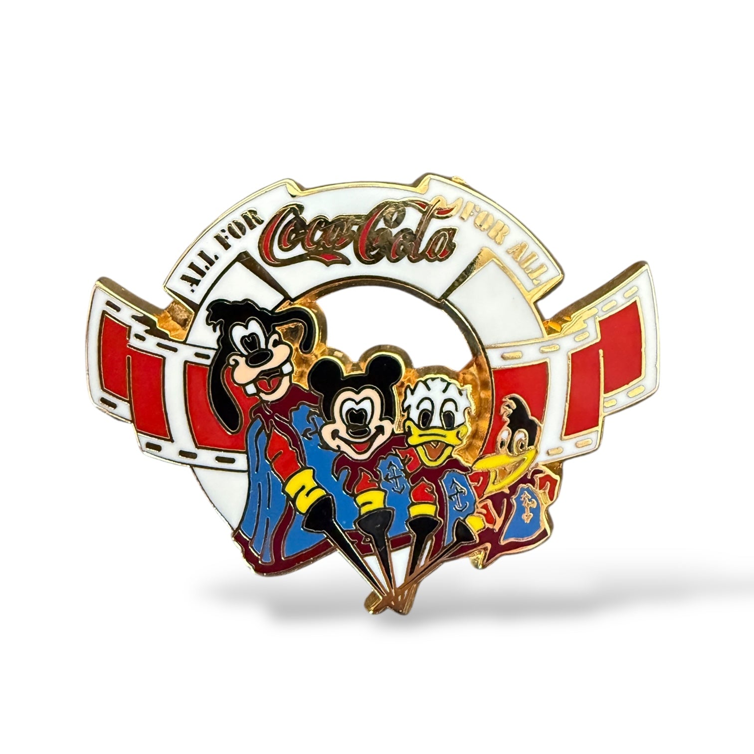 Coca-Cola Mickey, Goofy, and Donald Mousketeers Pin