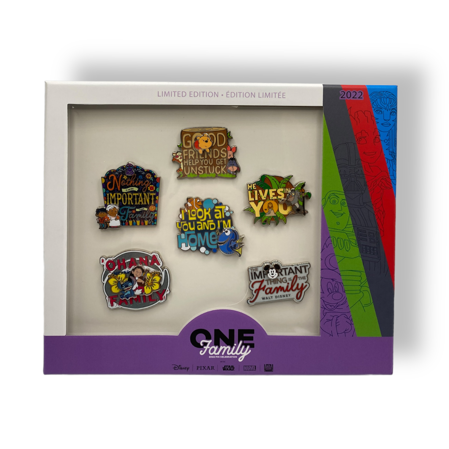 One Family Motto Box Pin Set